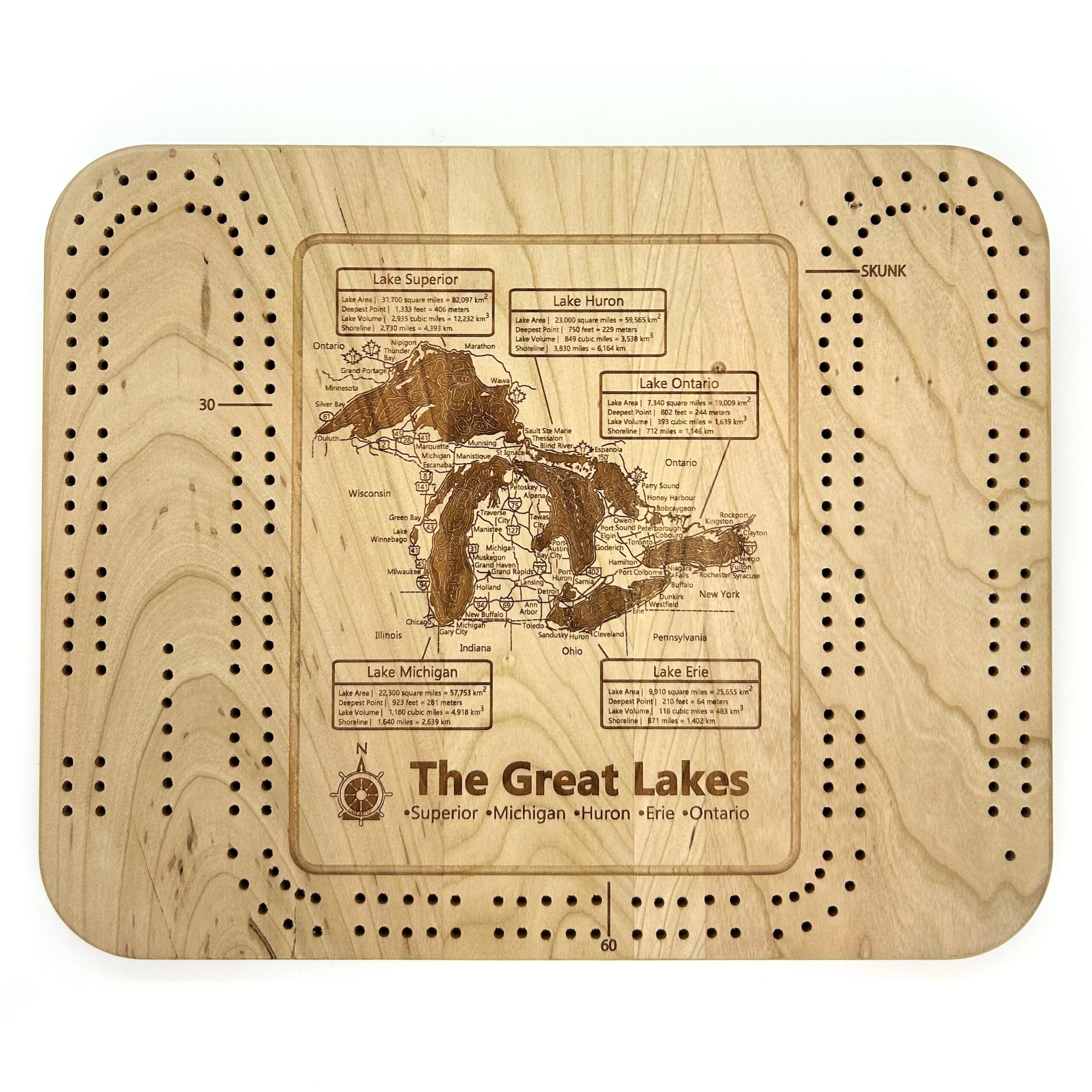 Lake Map Cribbage Boards - The Lake House